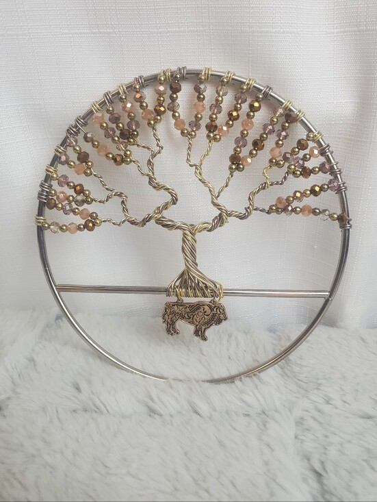 Other | Handmade Beaded Tree Of Life Buffalo Charm Sun Catcher 6 Gold ...